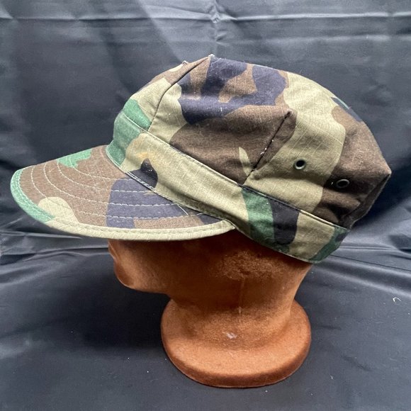 Accessories | Vintage Us Gi Military Issue Hot Weather Woodland Camo Bdu Patrol Cap With Insig ...